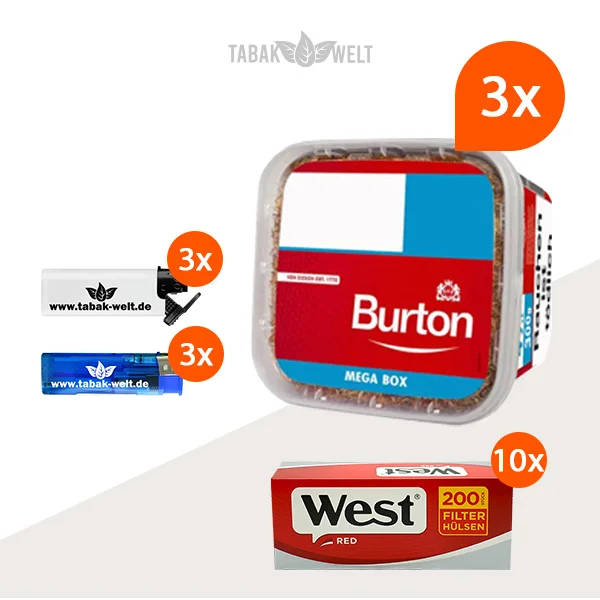 Burton Volumentabak Red 3x Giga Box mit 2000 Hülsen