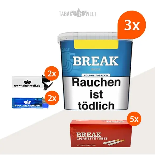 Break Blue Volumentabak 3x Giga Box mit 1000 Hülsen